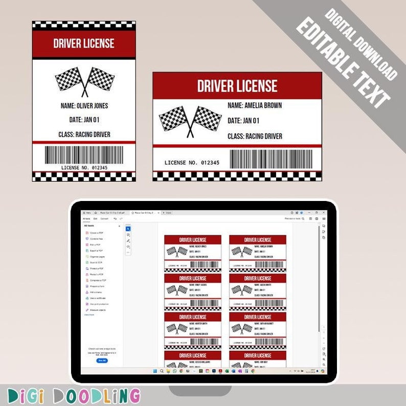 Printable Race Car Driver License Template. Race Driver Costume. Race ...