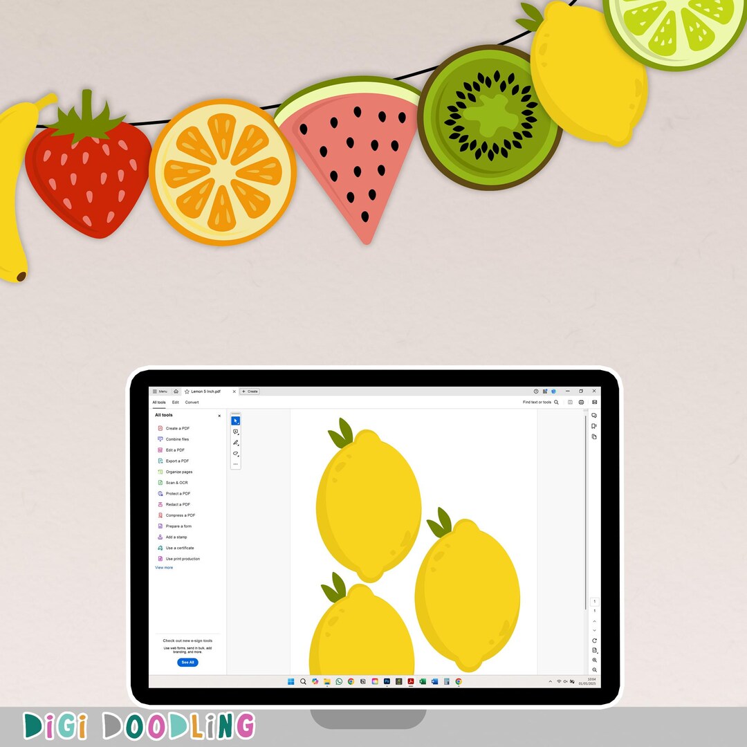 Printable Tropical Fruit Banner: Summer Party Decor (digital Download ...