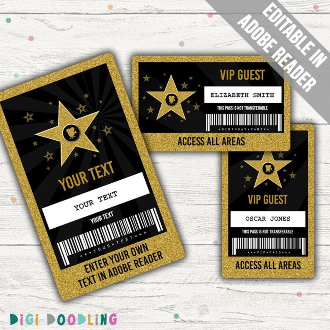 Hollywood Party VIP Pass Hollywood VIP Abzeichen. - Etsy.de