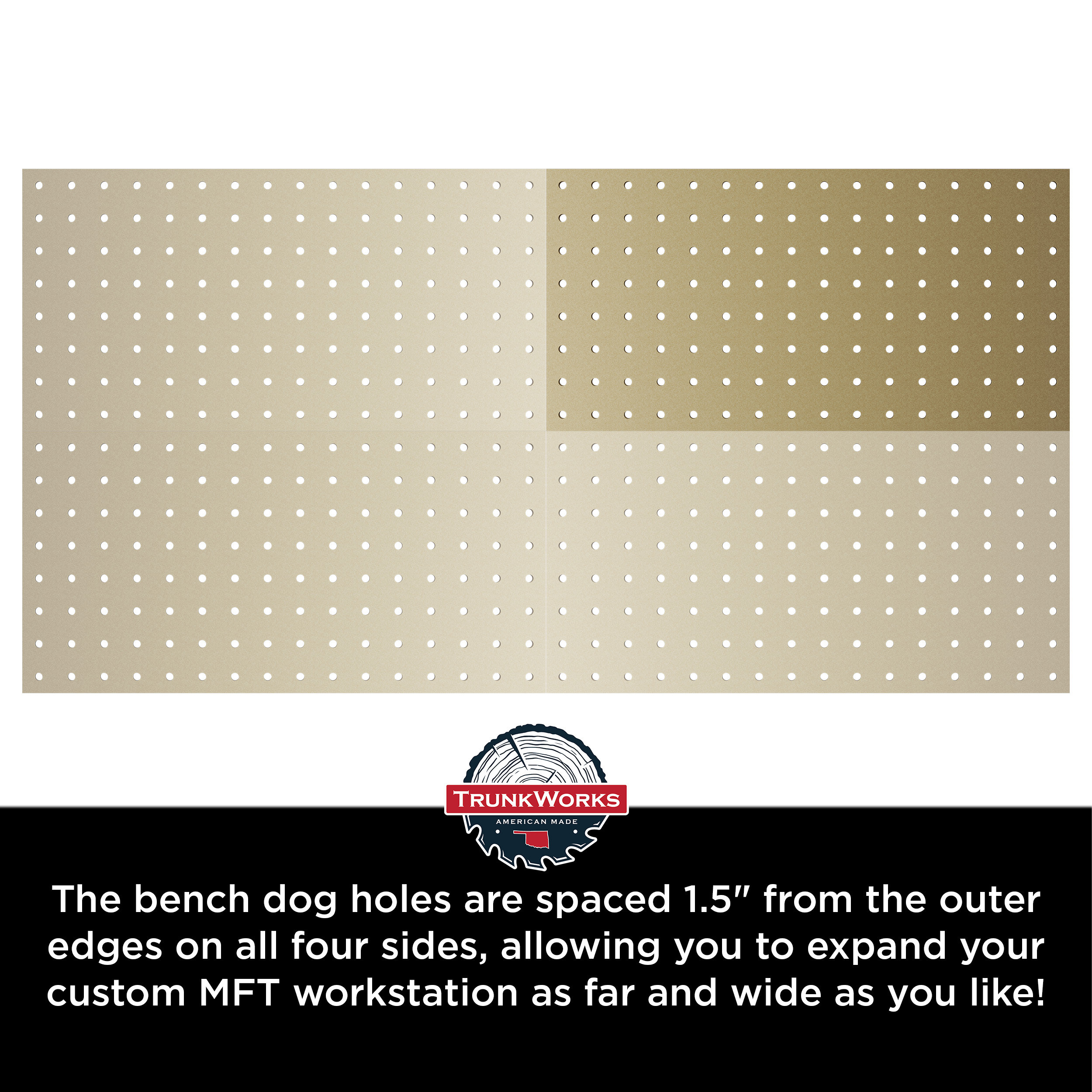 Trunkworks USA Modular 2x4' MFT Table Top With Holes Optimized for 3/4 ...