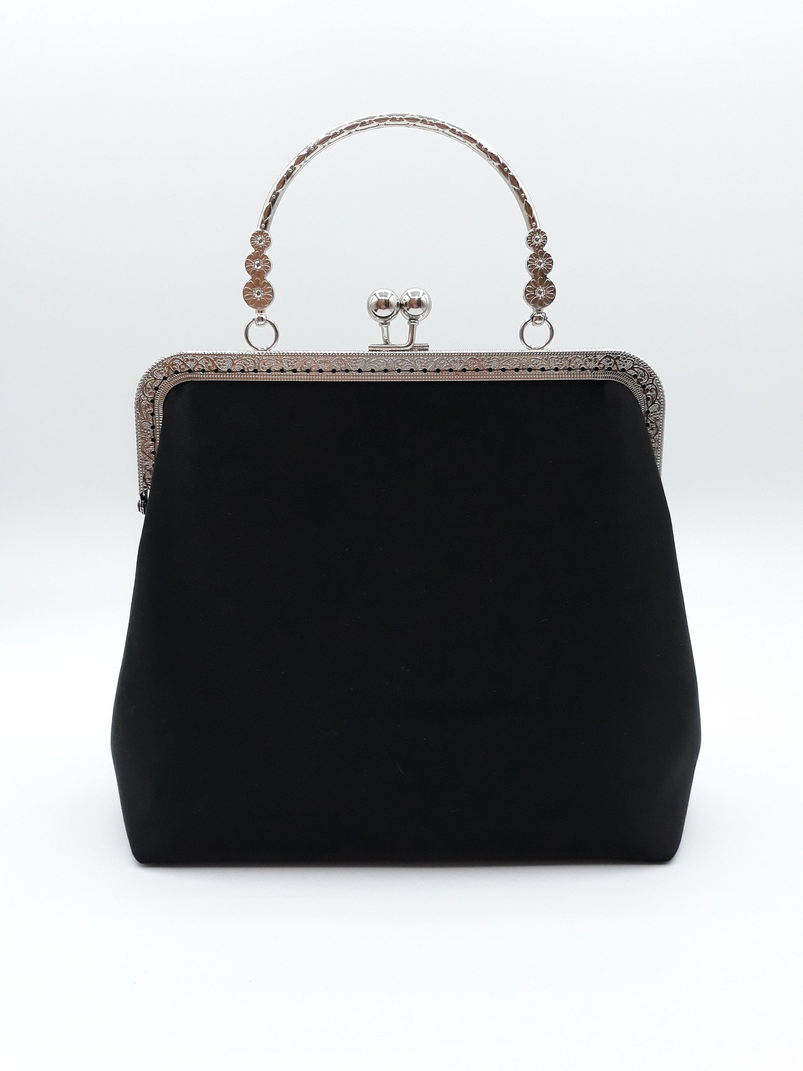 Jeweled Kiss-lock Handbag, Frame Bag Cross Body Bag With Rhinestone ...