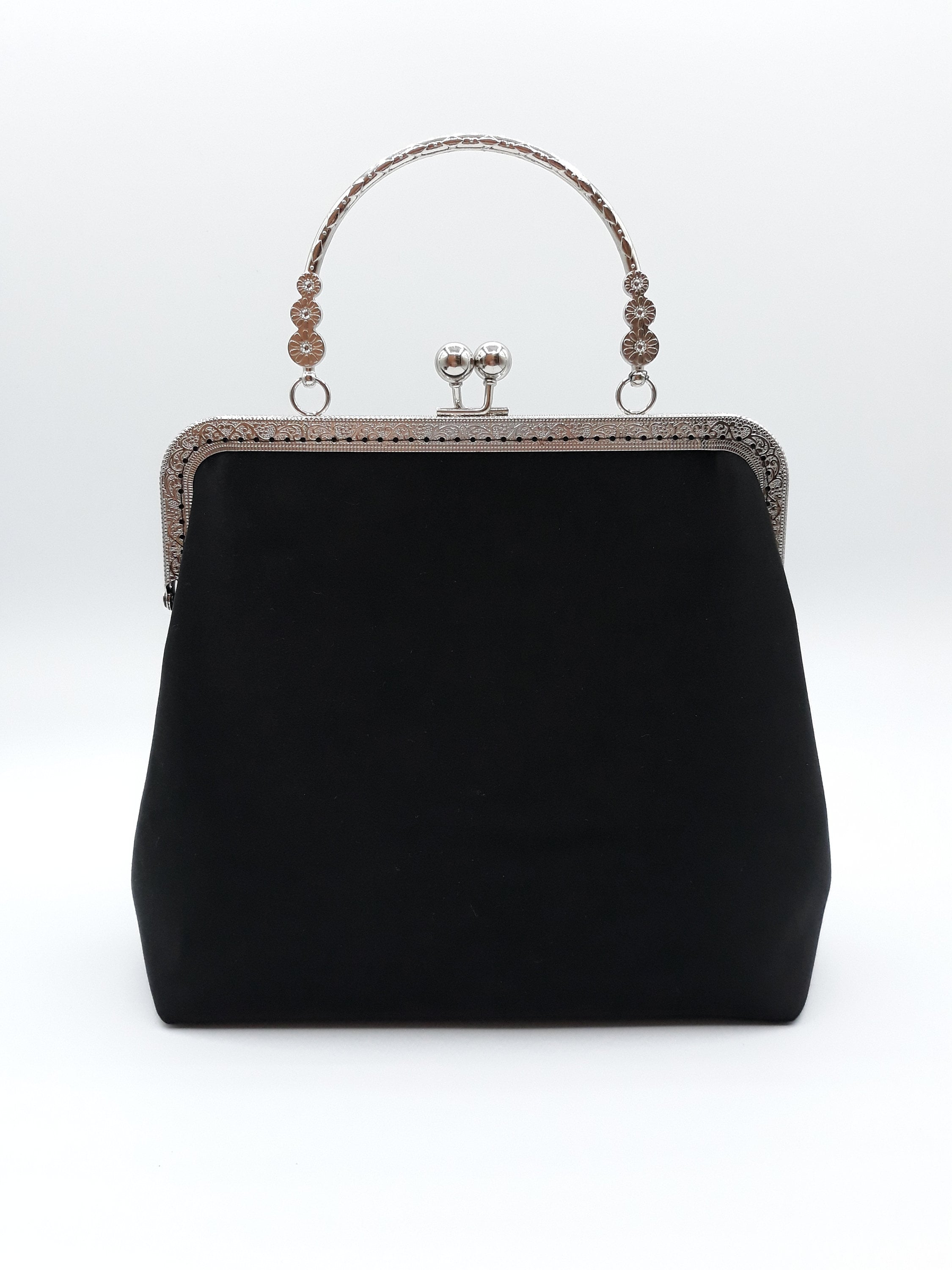 Jeweled Kiss-lock Handbag, Frame Bag Cross Body Bag With Rhinestone ...