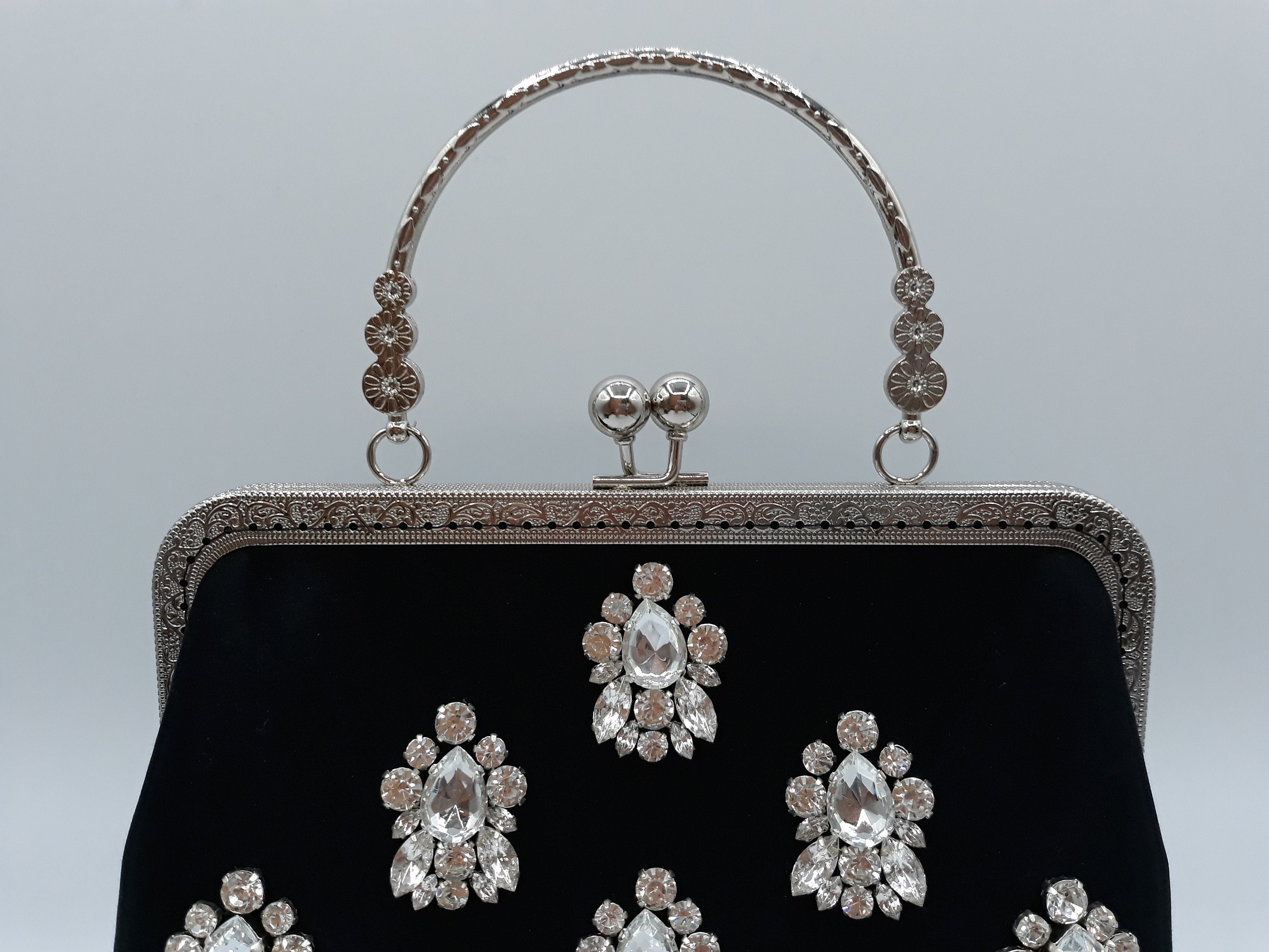 Jeweled Kiss-lock Handbag Frame Bag Cross Body Bag With - Etsy
