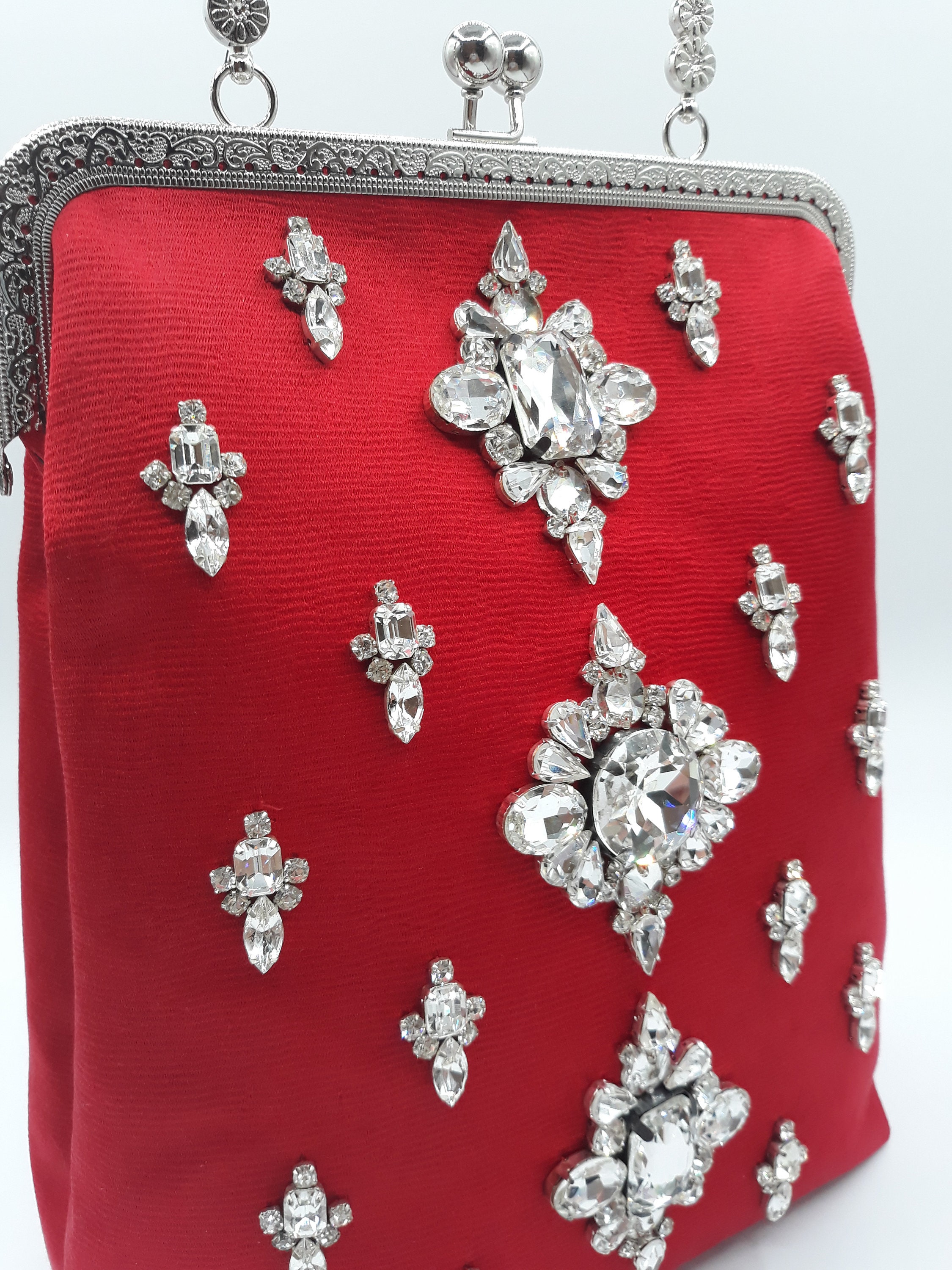 Jeweled Kiss-lock Handbag Frame Bag Cross Body Bag With - Etsy