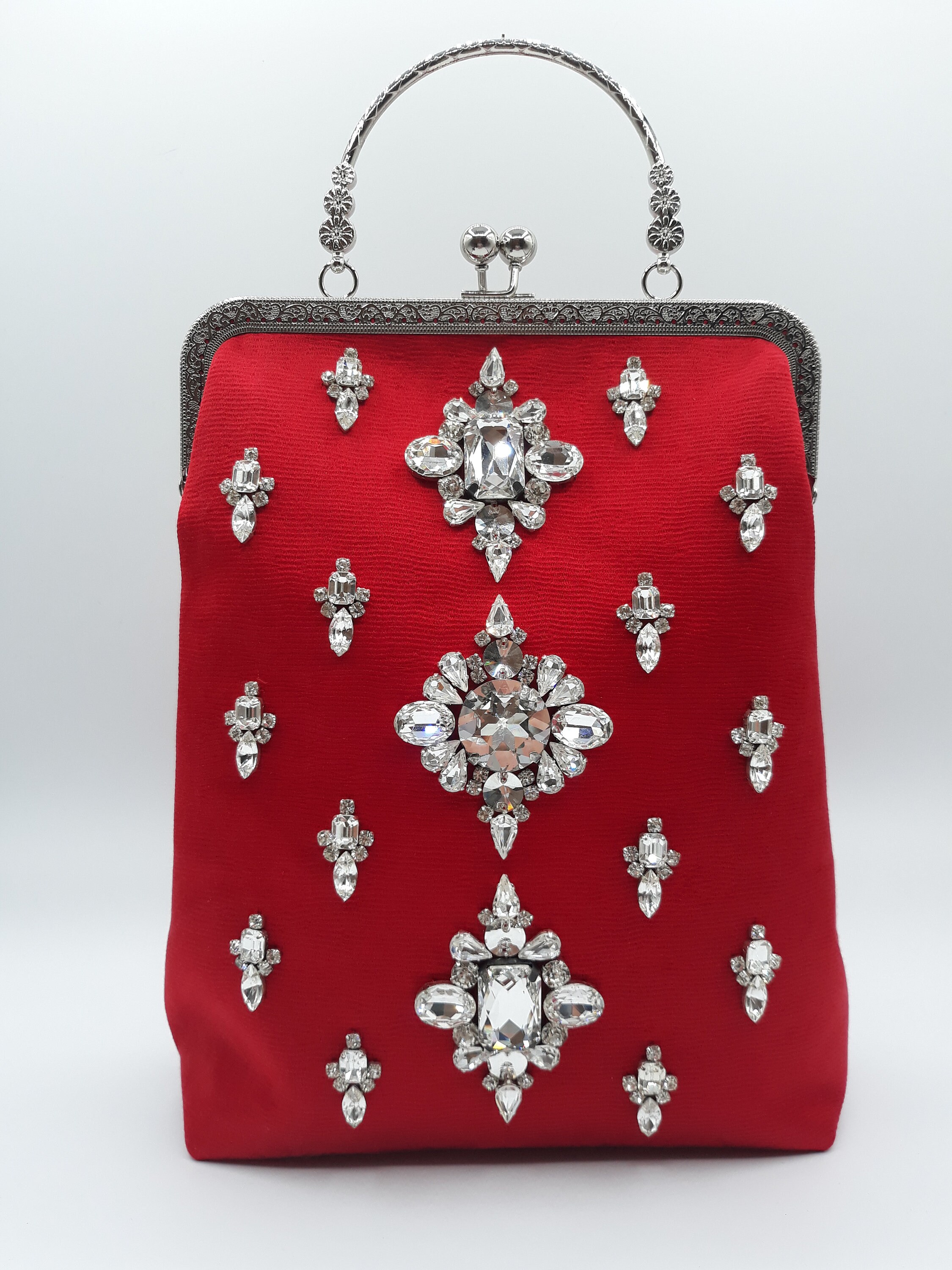 Jeweled Kiss-lock Handbag Frame Bag Cross Body Bag With - Etsy