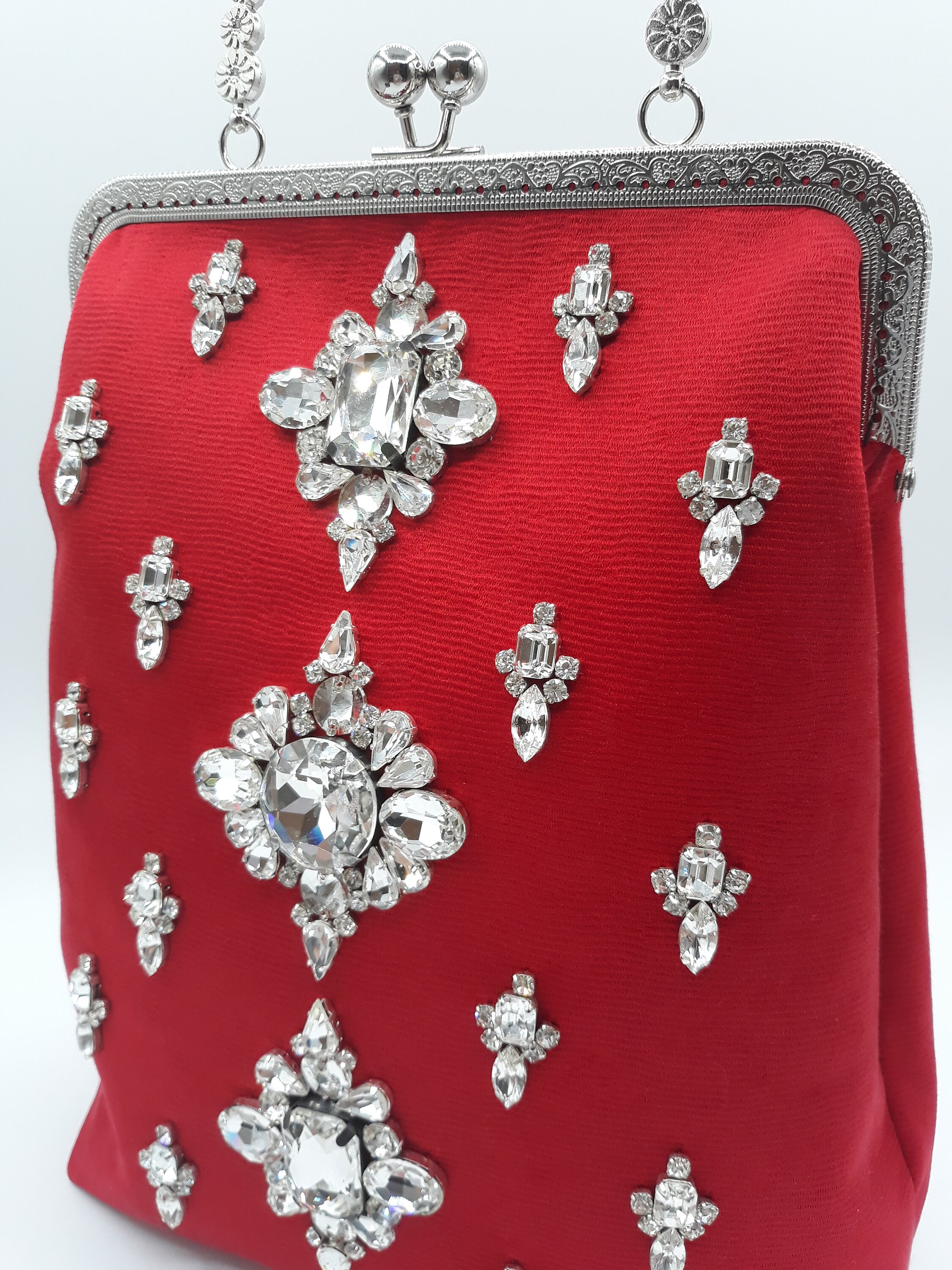 Jeweled Kiss-lock Handbag Frame Bag Cross Body Bag With - Etsy