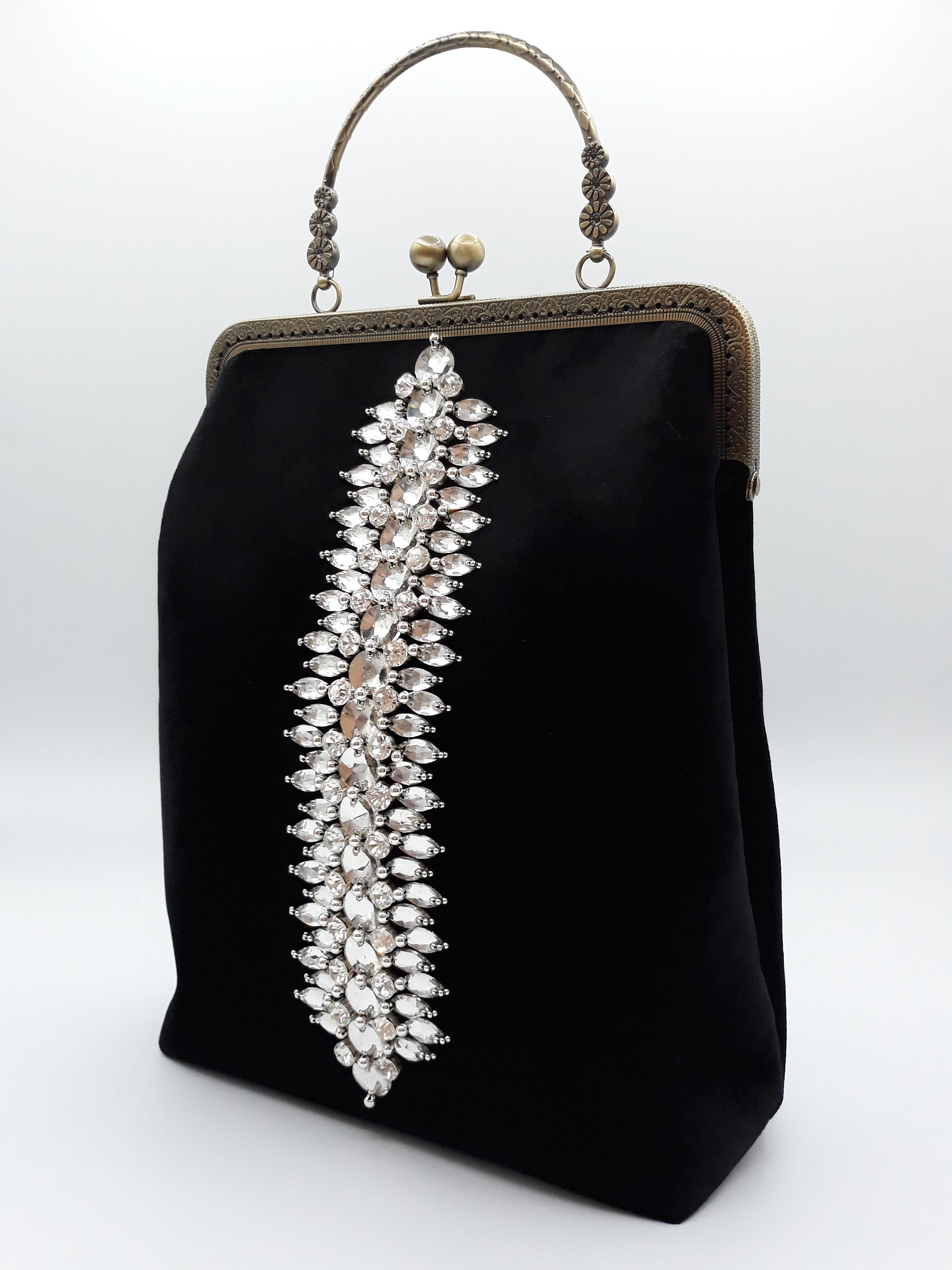 Jeweled Kiss-lock Handbag Frame Bag Cross Body Bag With - Etsy