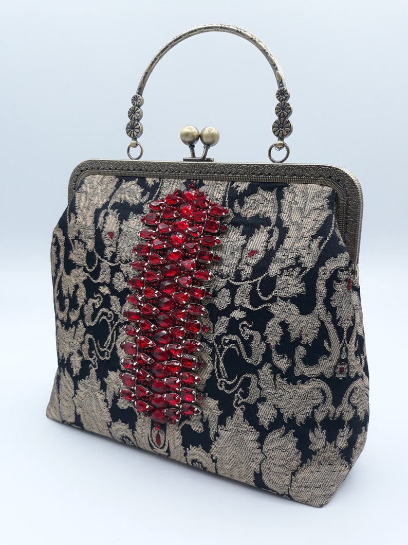 Jeweled Kiss-lock Handbag Frame Bag Cross Body Bag With | Etsy