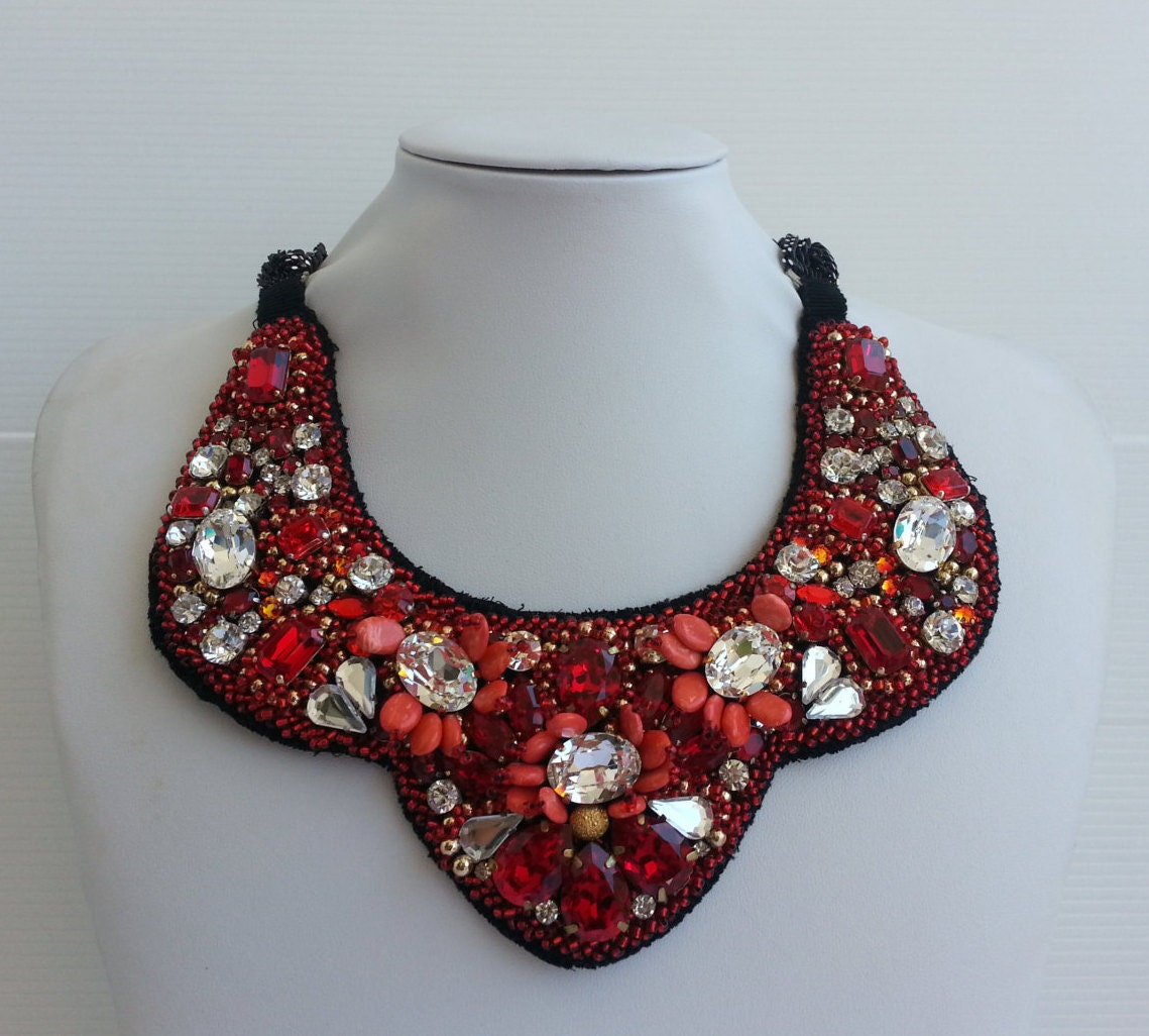 Statement Necklace, Collar Necklace, Strass Necklace, Michelle Necklace ...
