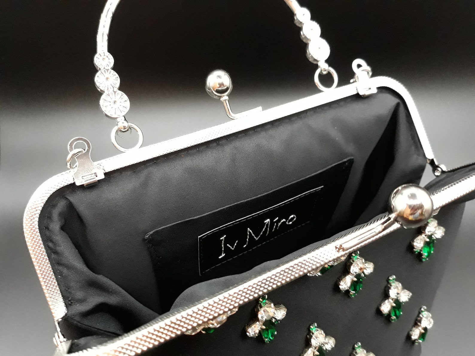 Jeweled Kiss-lock Handbag, Frame Bag Cross Body Bag With Rhinestone ...