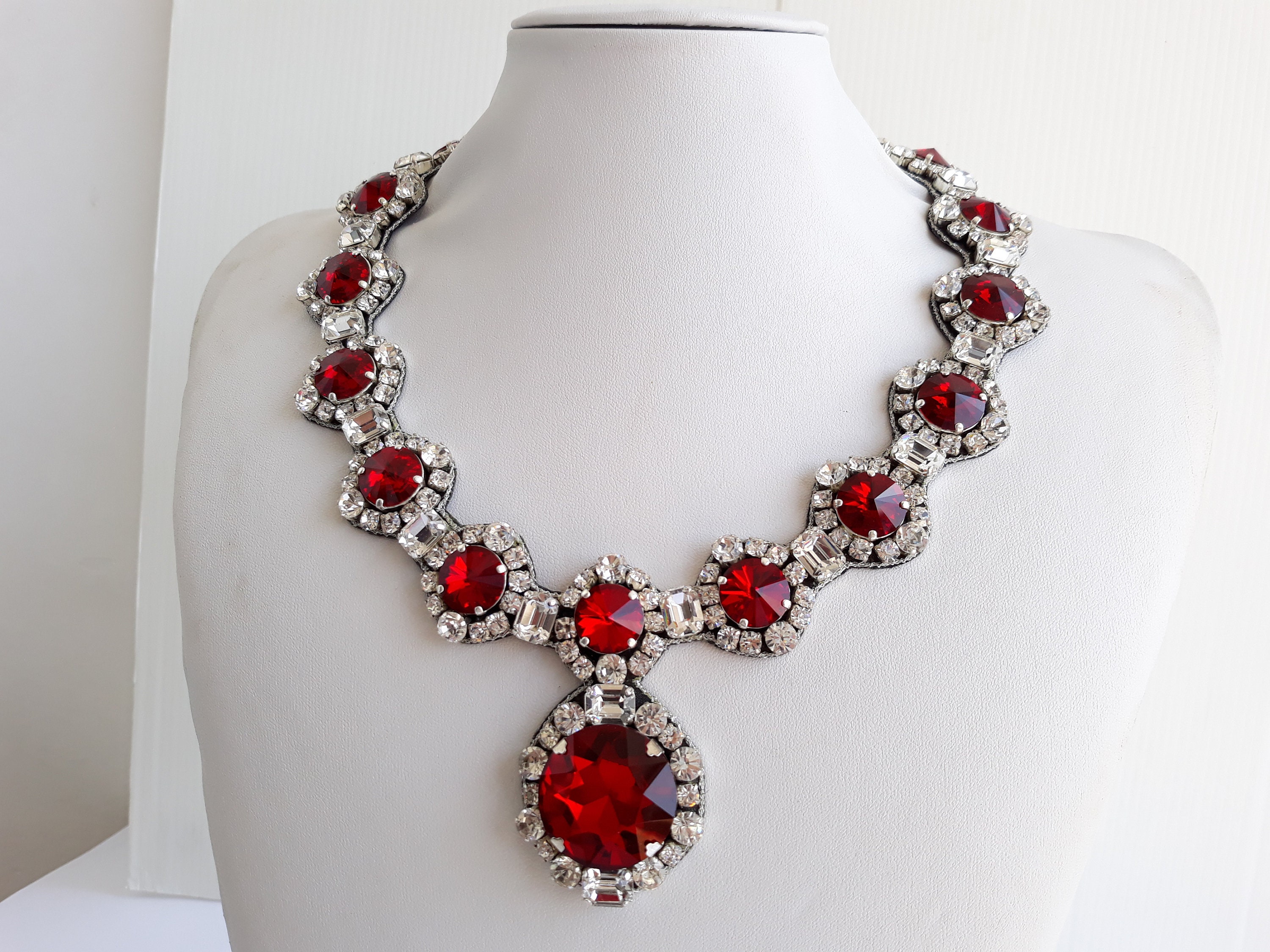 Statement necklaces Strass necklaces Liz necklace Diamond | Etsy