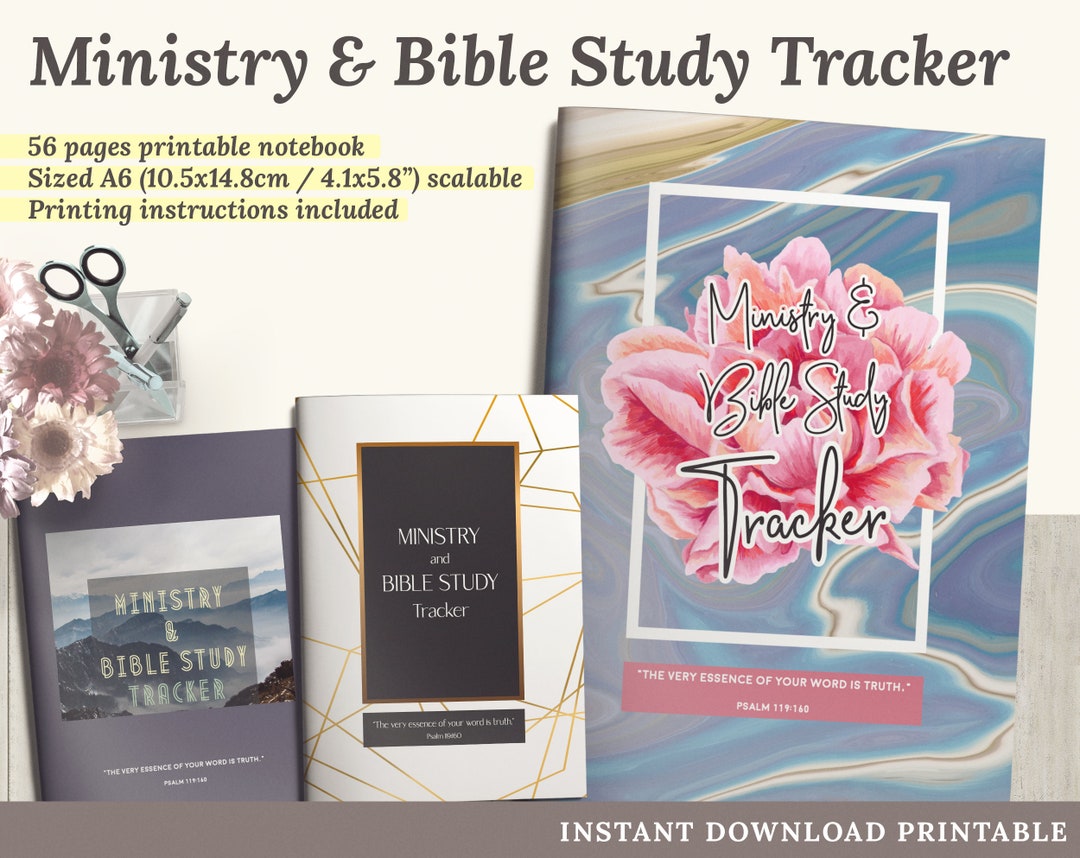 Printable Ministry & Bible Study Tracker A6 Scalable Booklet in English ...