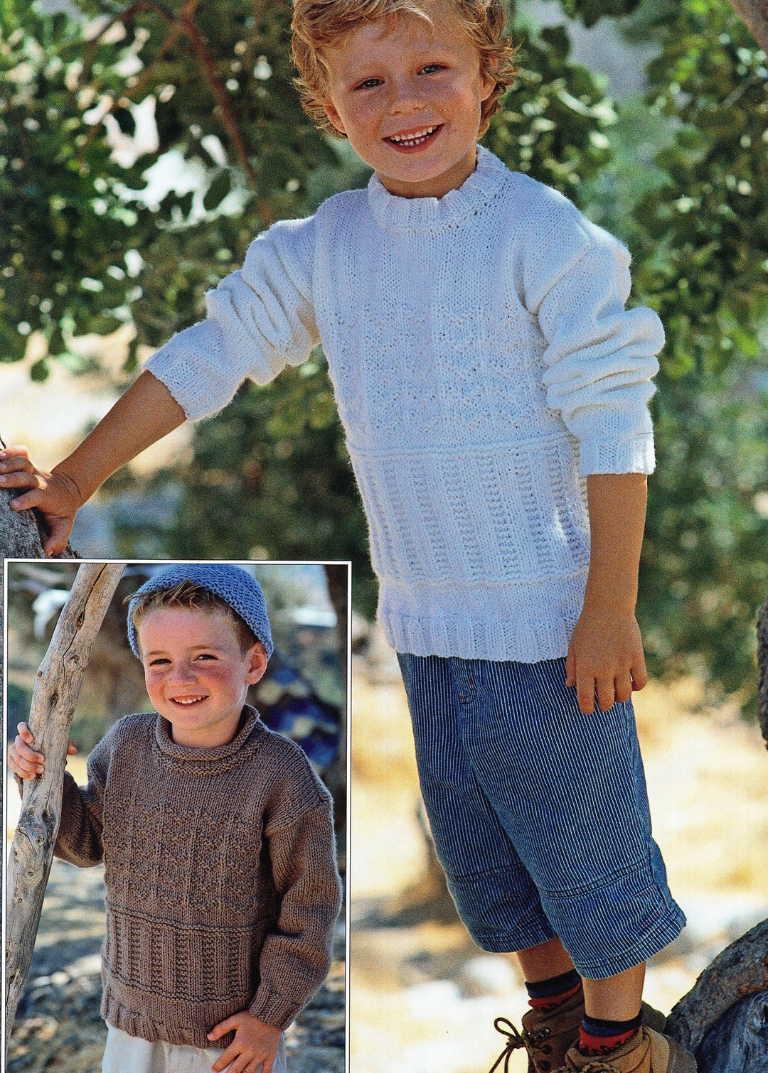 Boy-roll Neck & Crew Neck- Easy Sweater- Jumper-- Aran Wool- Chest 22 ...