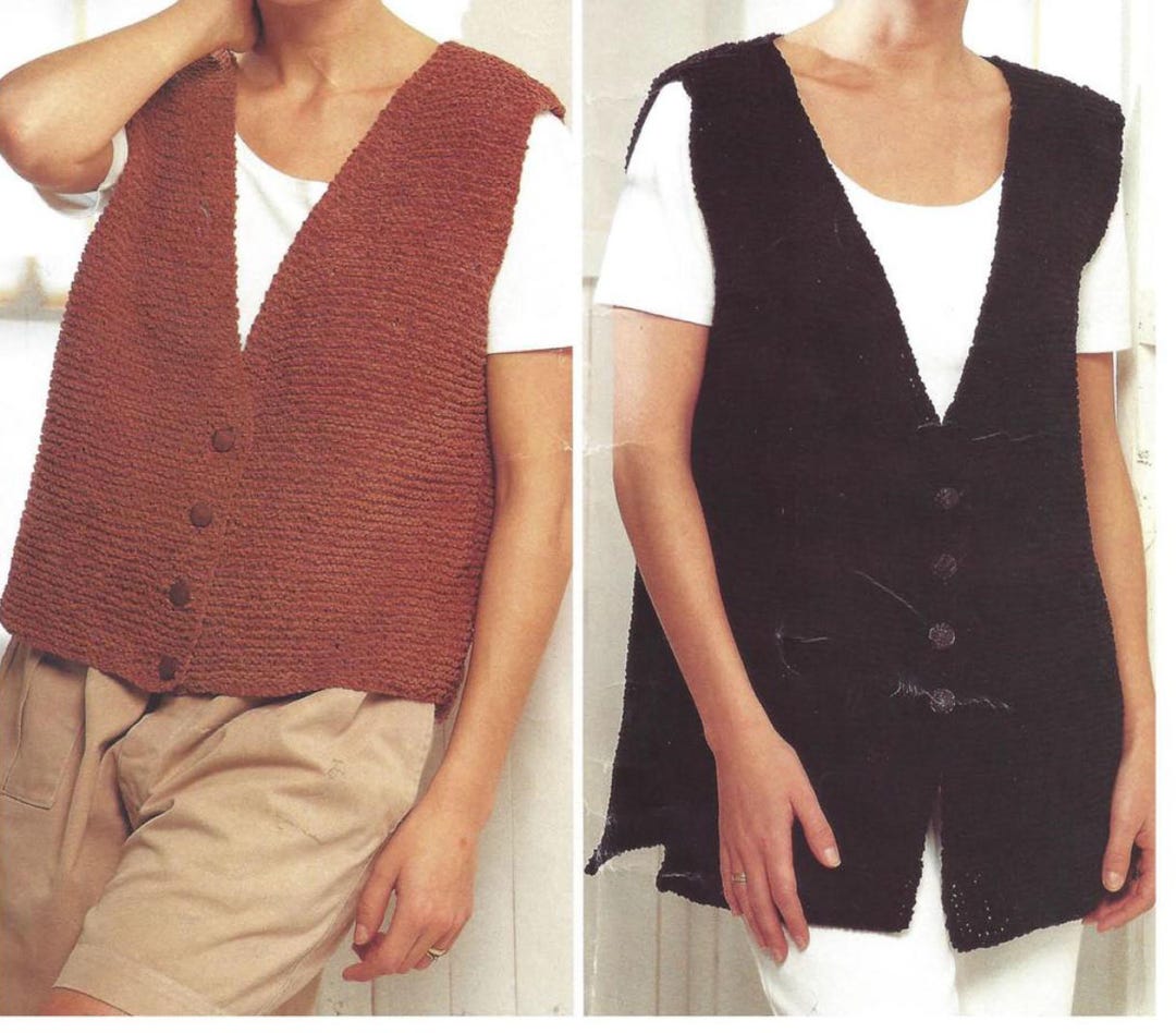 Very Easy Garter Stitch Loose Fitting V Neck Vest Sleeveless Top ...