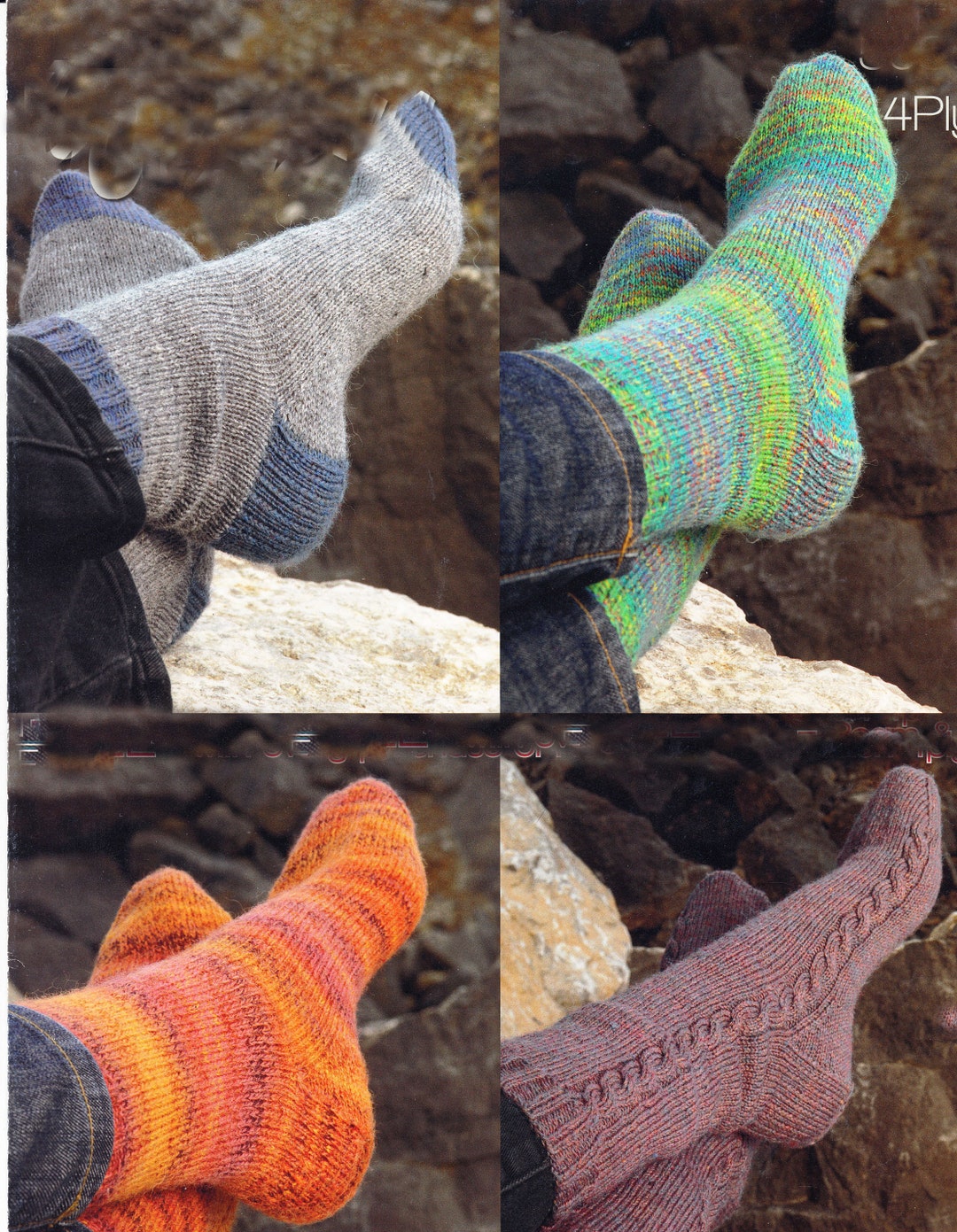 Woman-man's 4 Ply Socks- Knitting Pattern- Downloadable PDF With 4 ...