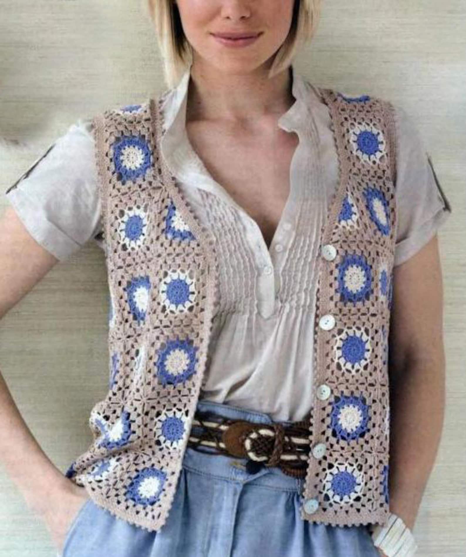 Ladies Crochet Granny Squares Sleeveless Waistcoat Jacket - Etsy UK