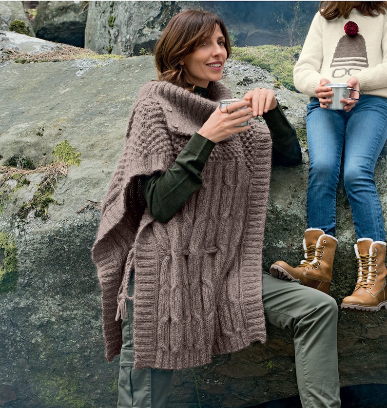 Ladies Cable Poncho Knitting Pattern Instant Download See - Etsy