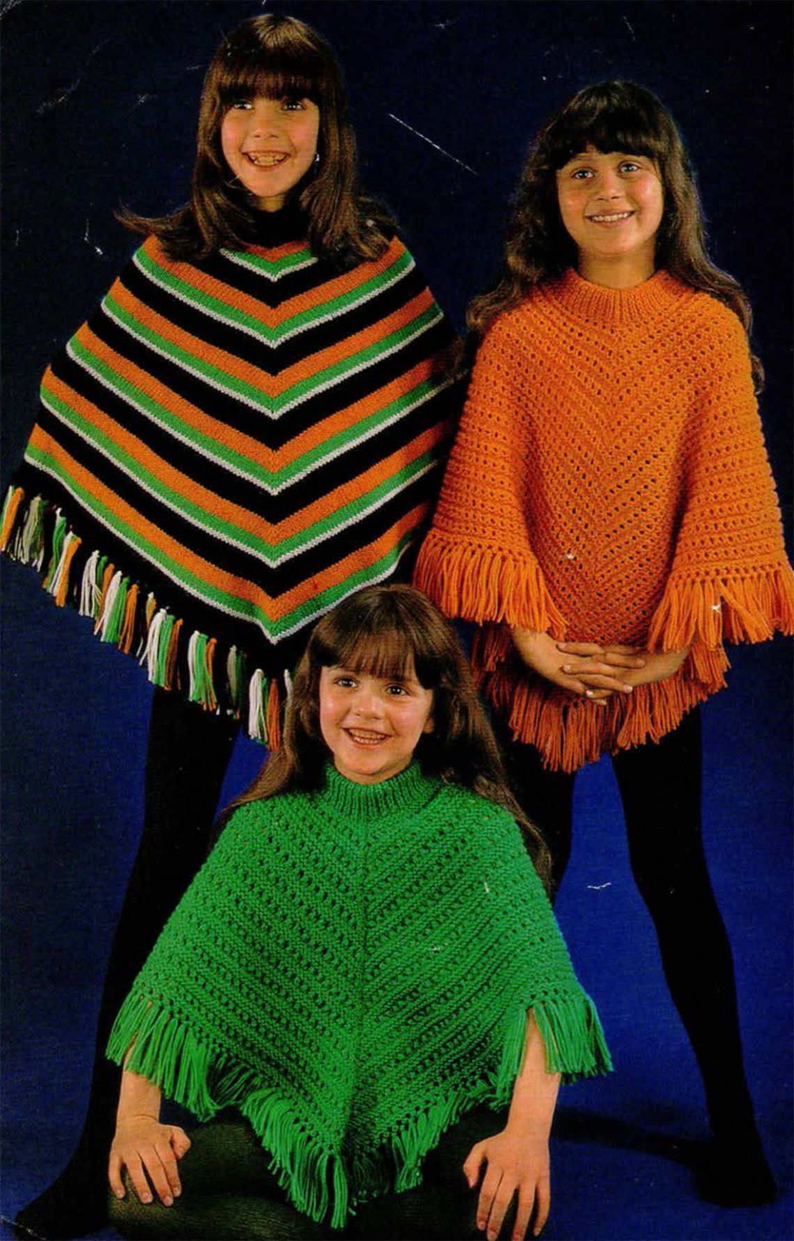 PDF Knitting Pattern Girls Poncho Pattern in Double Knitting- Fits Ages ...