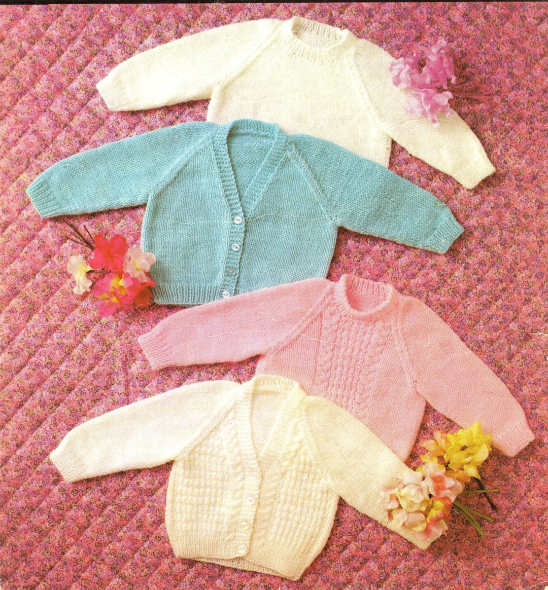 Baby Easy Raglan Cardigans & Sweaters in DK 8 Ply Light Worsted Wool ...