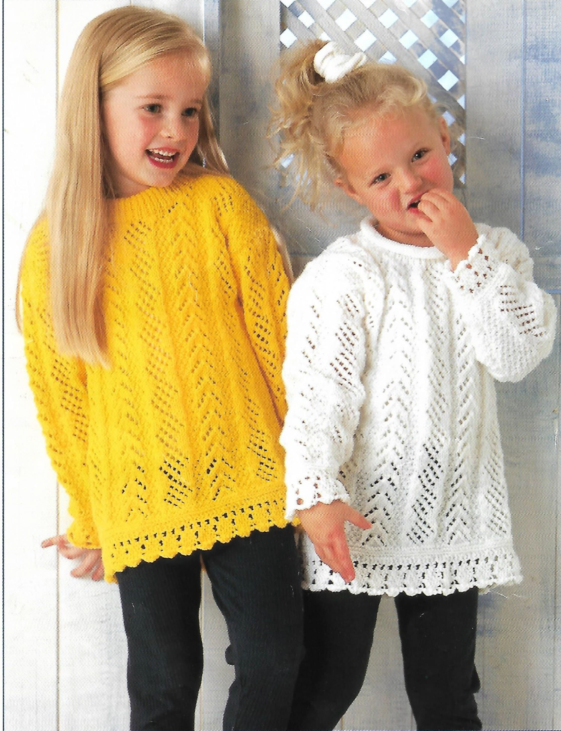 PDF Download Knitting Pattern- Girls Longer Length Tunic Jumper Sweater ...
