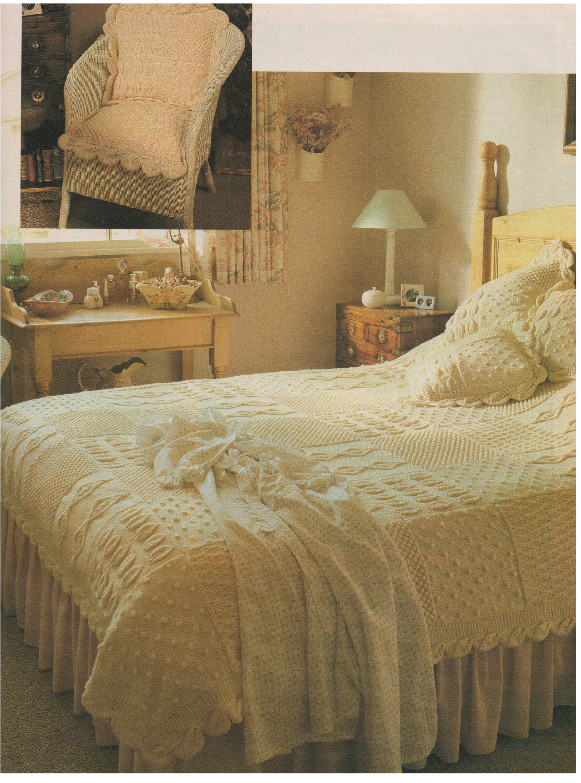 Aran Throw- Afghan & Cushion Covers Leaves Bobbles Diamond Blackberry ...