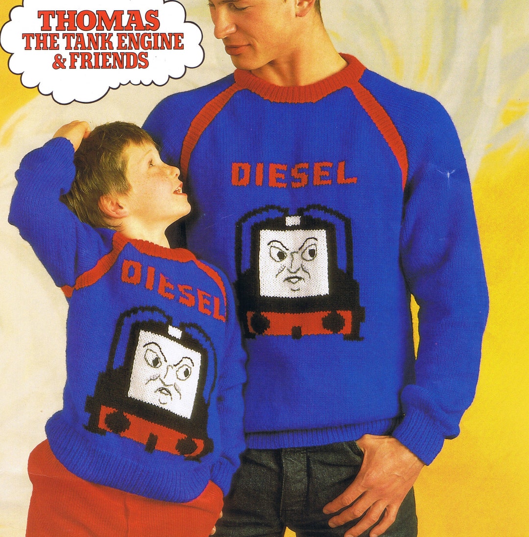 Knitting Pattern- Father Son-man's Boys" Diesel"thomas Tank Engine ...