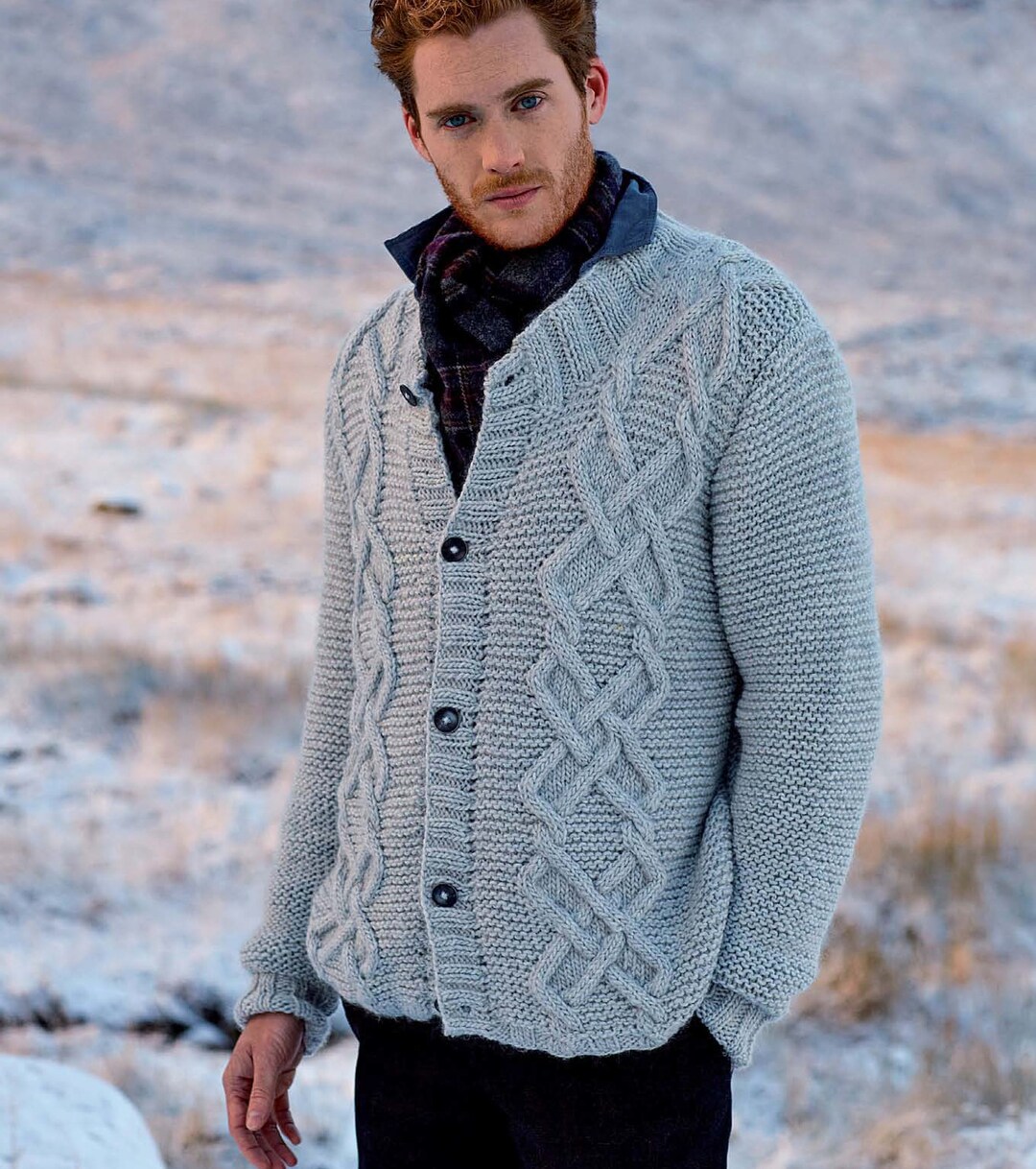 Man's Cable Chunky Cardigan PDF- Knitting Pattern- Chunky Wool- Fits ...