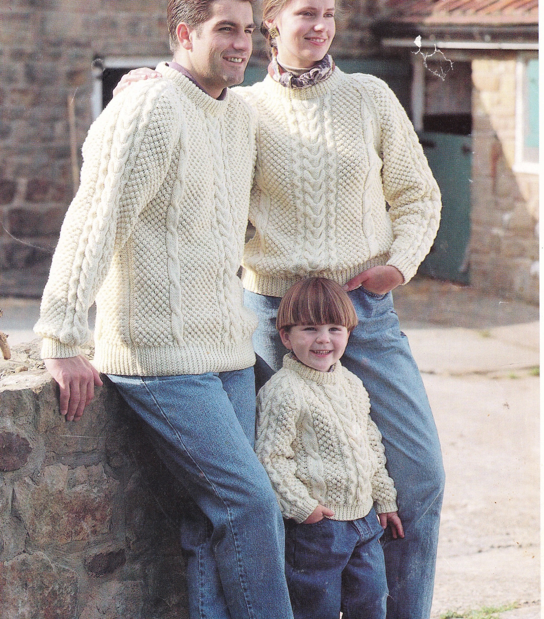 Raglan Traditional Aran Jumpers, Man's Woman's Child's Round Neck Cable ...