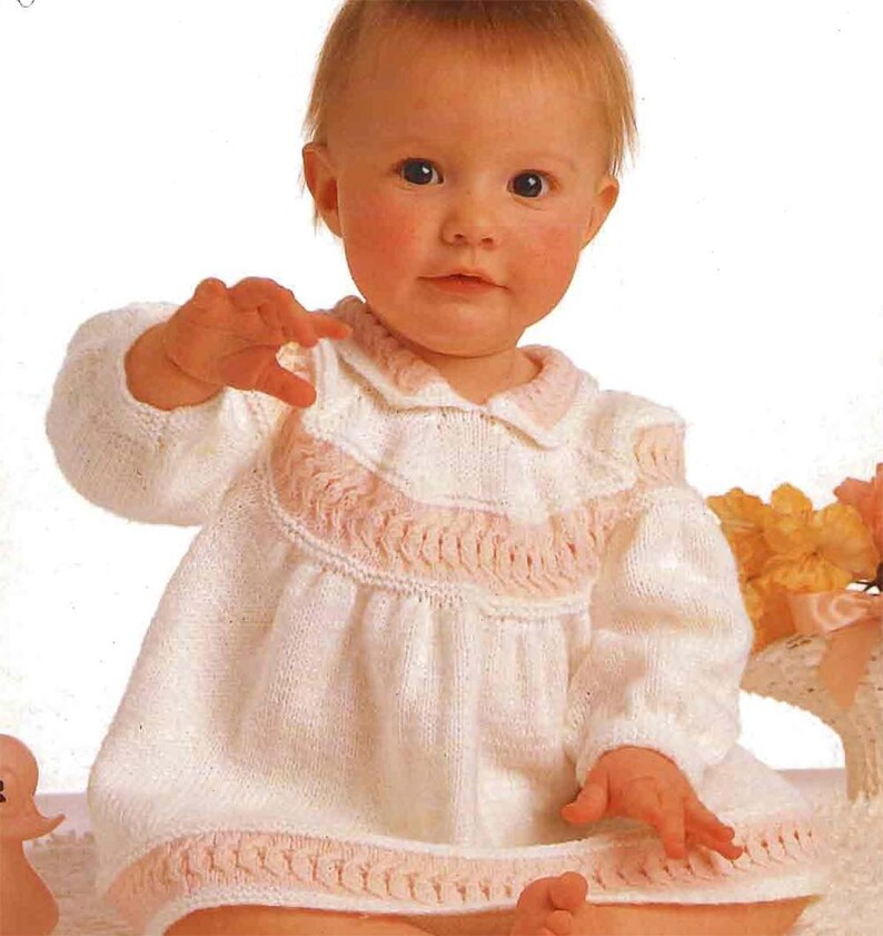 PDF Knitting Pattern- Gorgeous Little Girls Long Sleeved Winter Dress ...