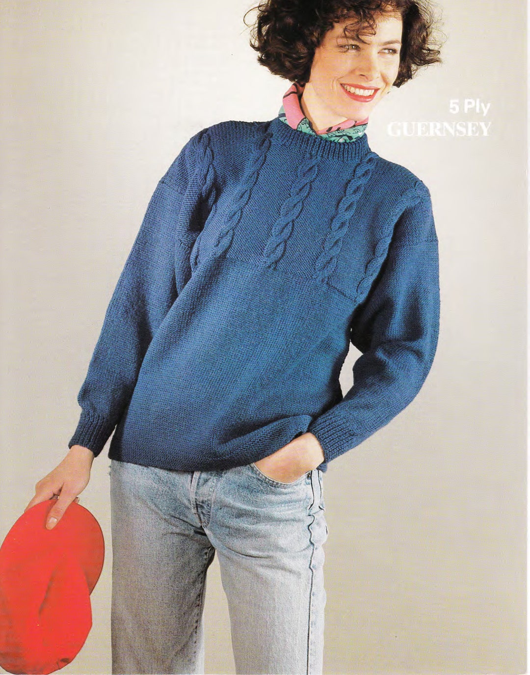 Woman's Guernsey Sweater-jumper 5 Ply Cable Top- Fits 32-40 Inch Chest ...