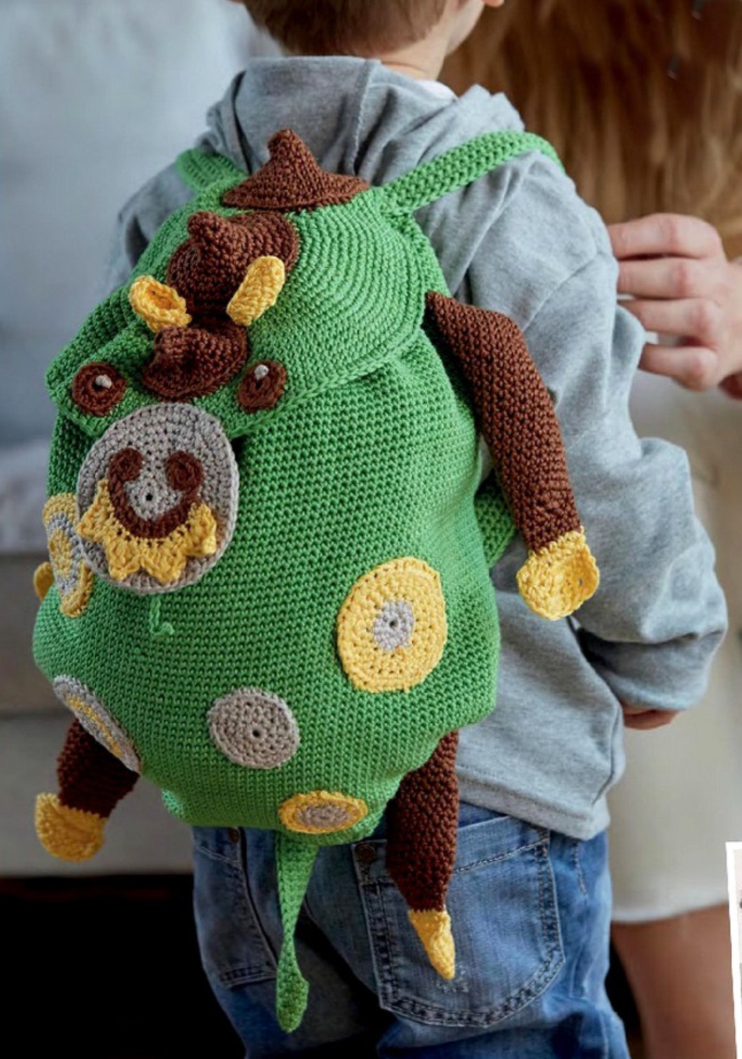 Crochet Prehistoric Backpack- Rucksack Pattern- Sturdy- Outdoors ...