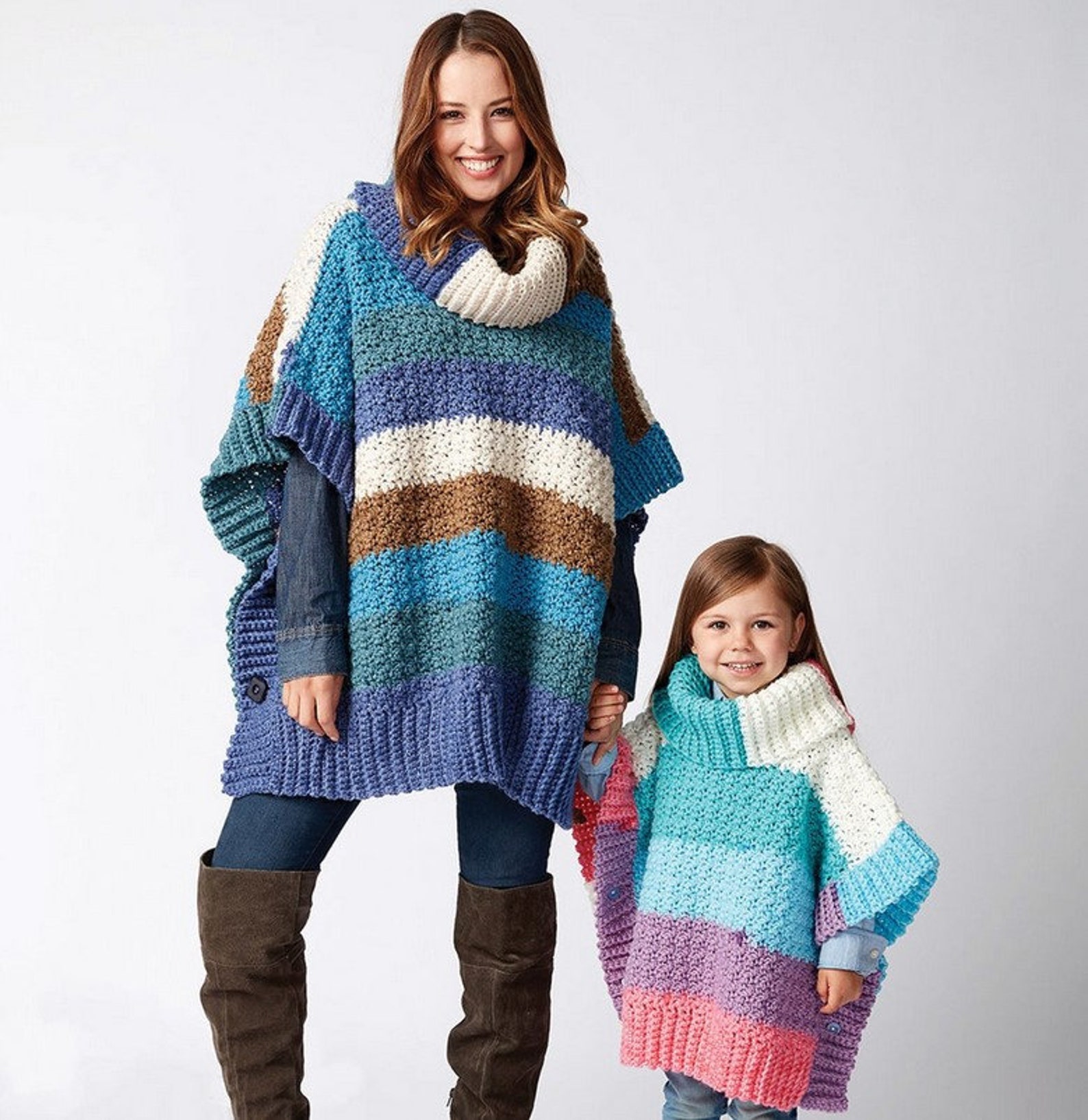 Childs -ladies Easy Knit Poncho- Aran/10 Ply Wool - 22-26" for Childs ...