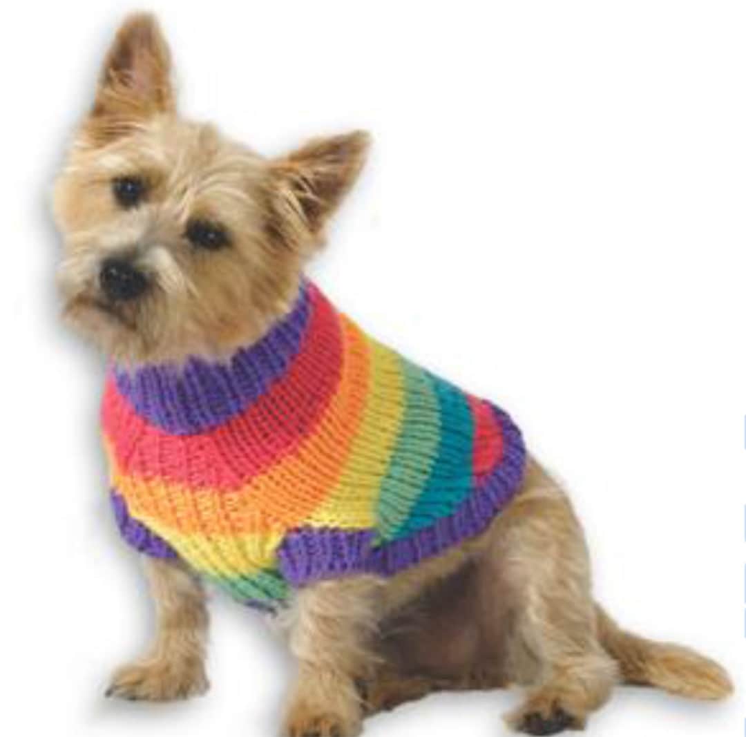 PDF Knitting Pattern- Rainbow Dog Coat to Knit- Fits Small to Xl Dogs ...