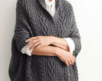 Basic Adult Poncho PDF Knitting Pattern Knit Wrap Using DK - Etsy
