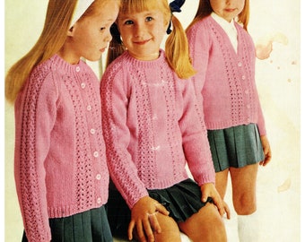 Easy Childs Cardigan Round V Neck Raglan Sleeve, Boys Girls 22 32 Inch ...