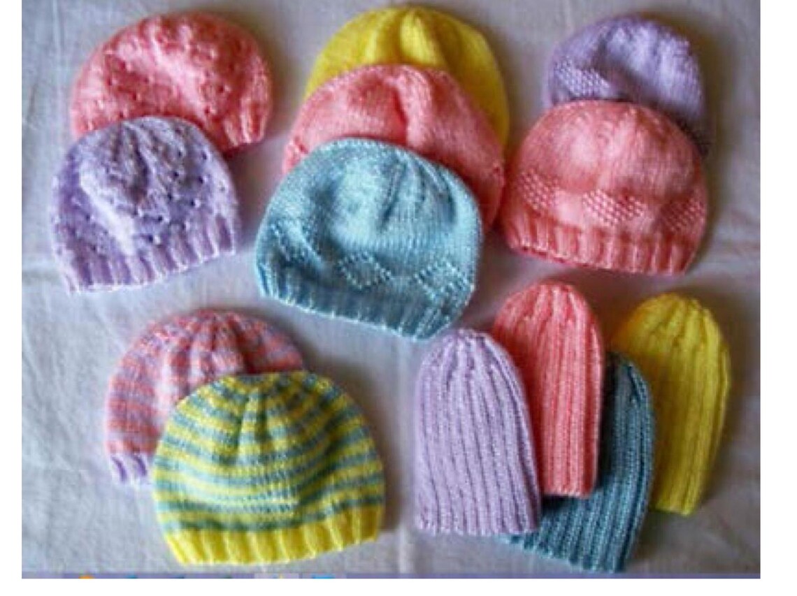 Premature Baby Hats 5 Designs DK/8 Ply Wool Knitting Pattern PDF ...