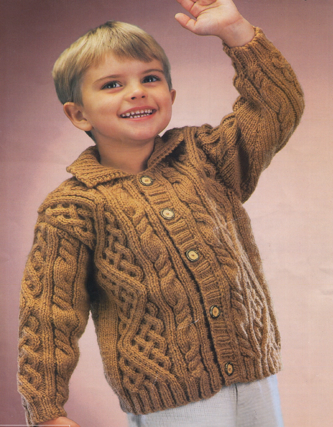 PDF Download Knitting Pattern Boys Aran Cardigan Lots of Cable- Aran ...