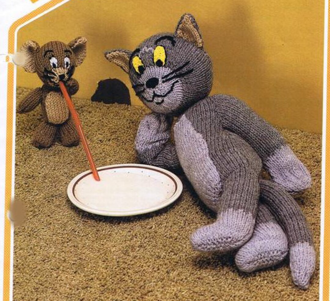 Childs Cat & Mouse Teddies to Knit in DK 8 Ply Light Worsted Wool ...