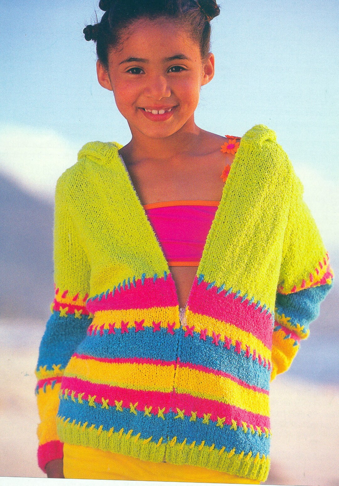 Funky Cardigan/ Jacket With Hood, DK/8PLY 22-32" Bust -knitting Pattern ...