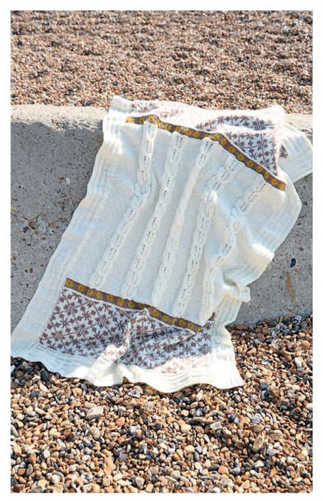 PDF Knitting Pattern Aran Fairisle Cable Knit Blanket- Measures 56 X 38 ...