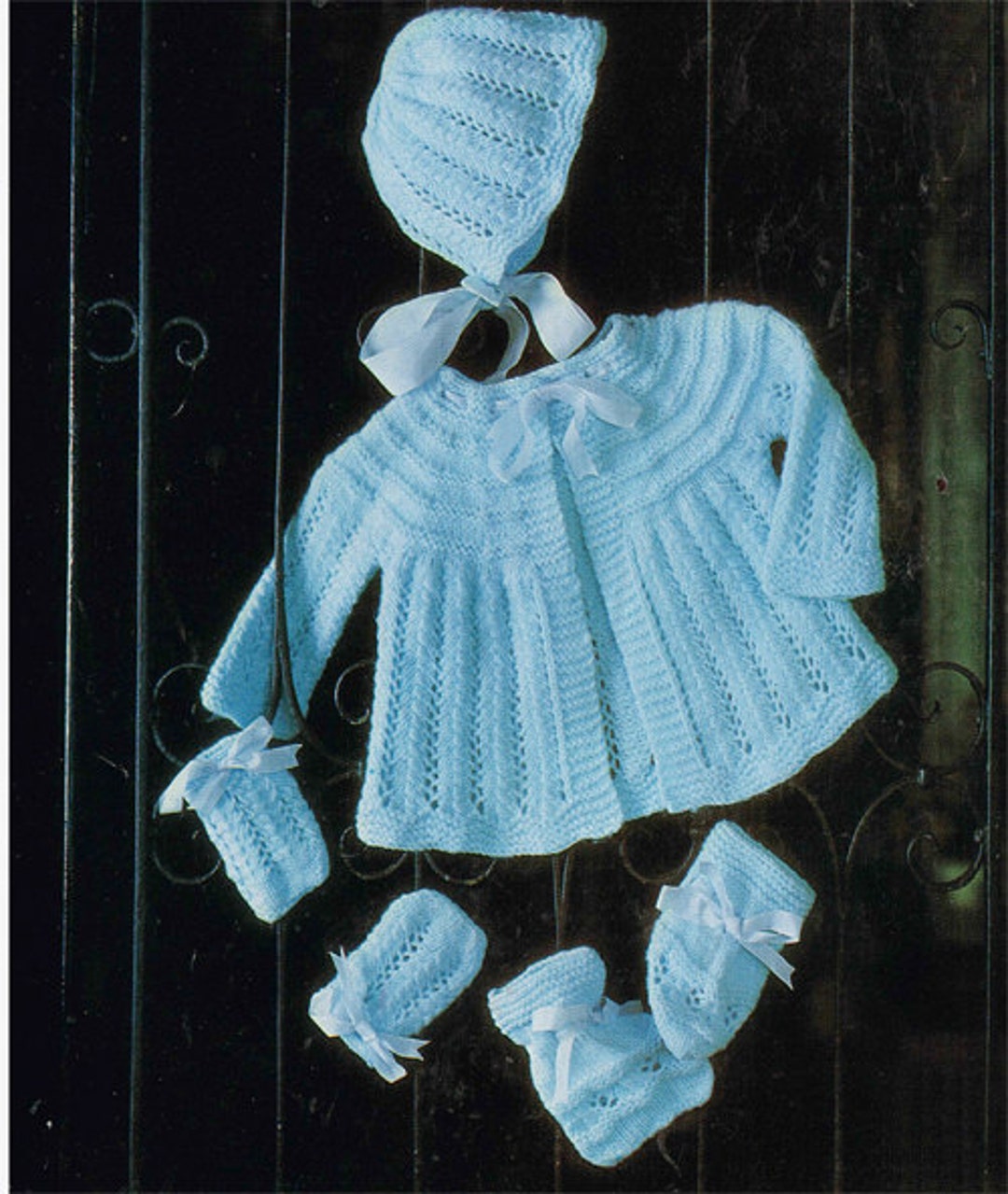 Baby Matinee Jacket-hat-bootees & Mitts in 4ply or DK 8 Ply Fits Chest ...