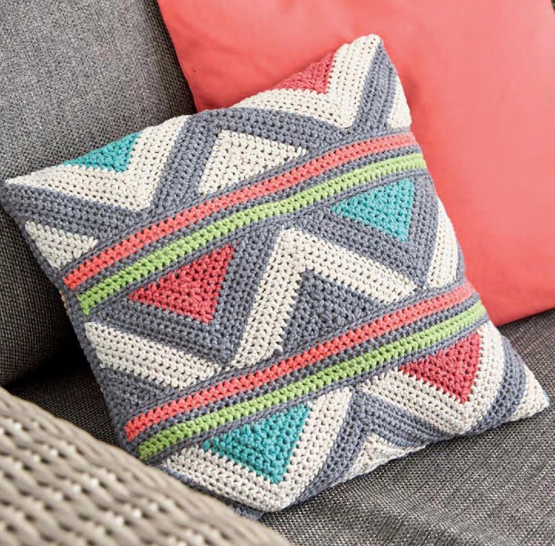 PDF Crochet Pattern-aztec Design Crochet Cushion- Crochet Pattern- Aran ...