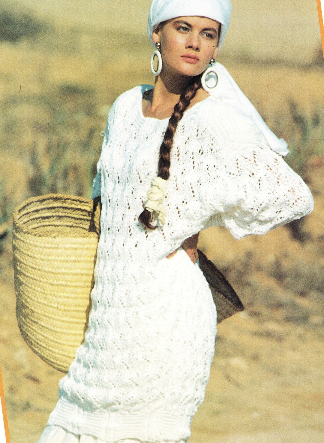 Woman's Long Lacy Tunic/sweater Knitting Pattern, Pure Cotton DK Yarn ...