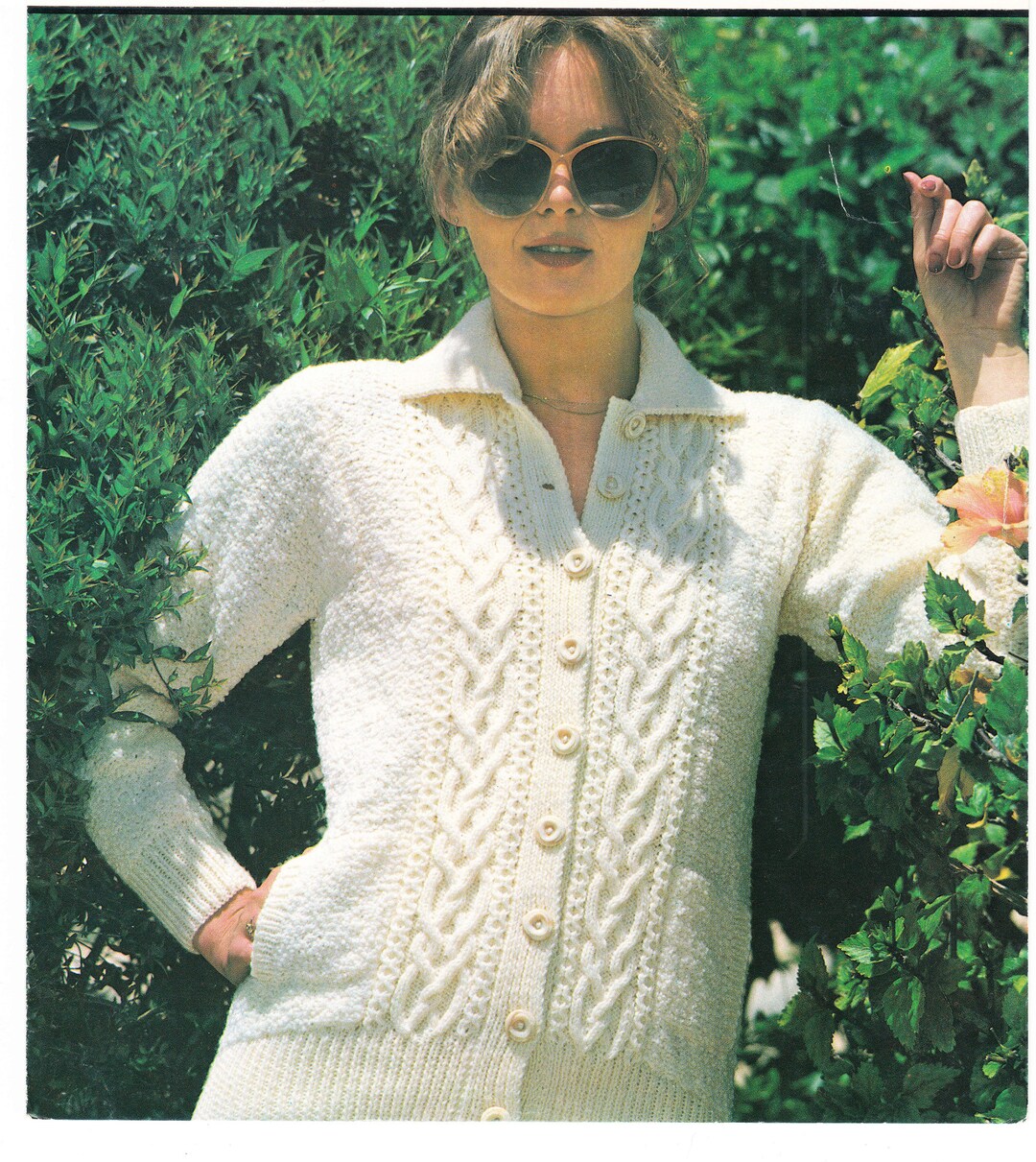 Woman's Cable Cardigan- Pockets- 8ply/ DK Wool-wool- Fits 32-40 Ins ...