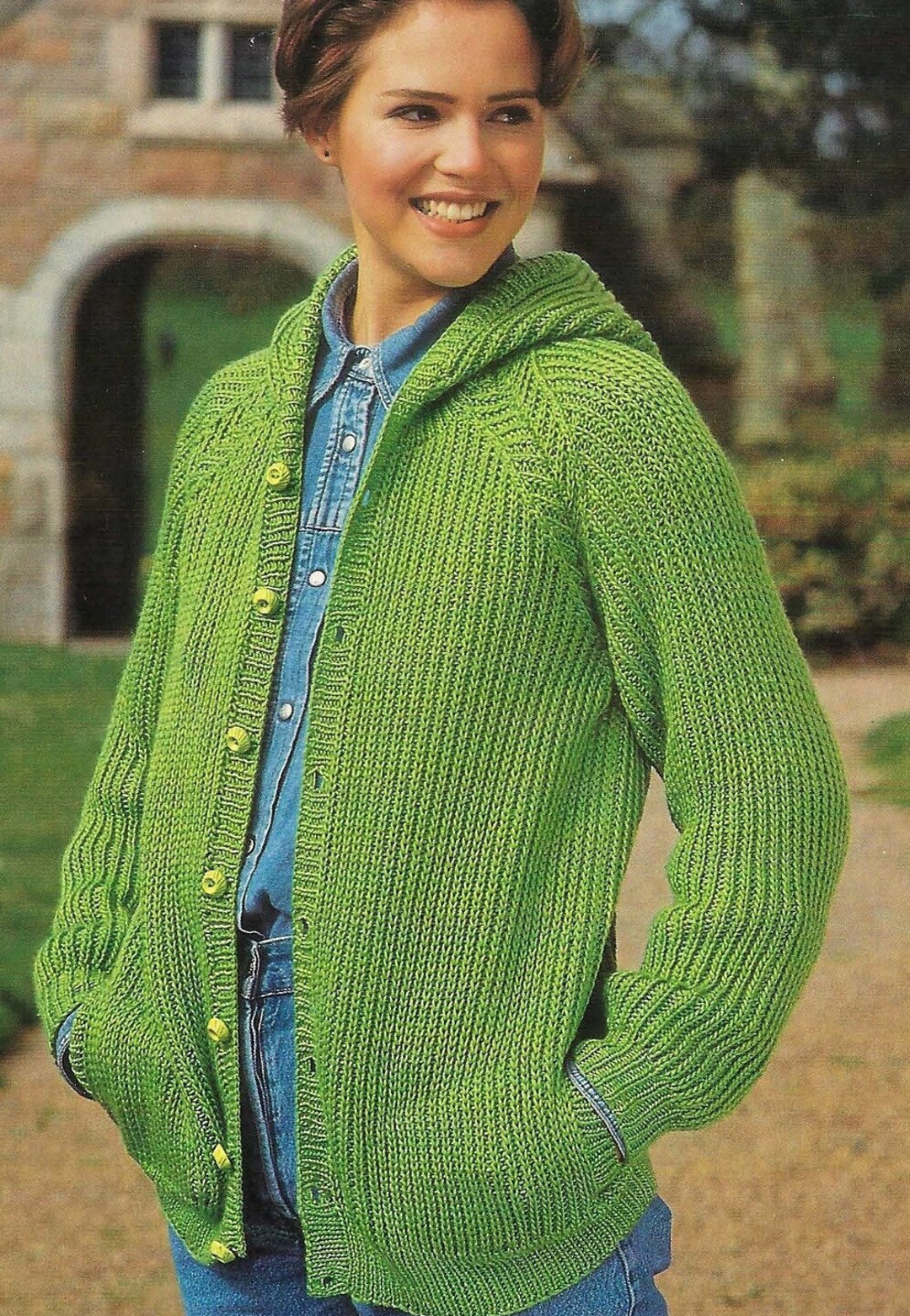 Woman's, Fisherman's Rib, Hood, Sweater, Jacket, Raglan Sleeve, Pockets ...