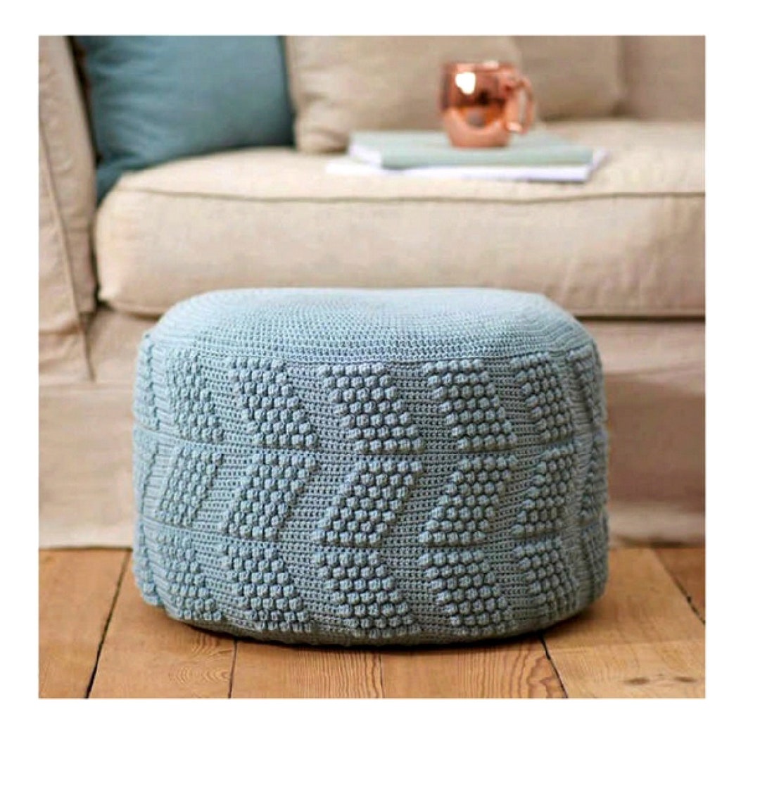 Chevron Design Footstool Crochet Pattern 45 Cm Diameter 100 % Cotton ...