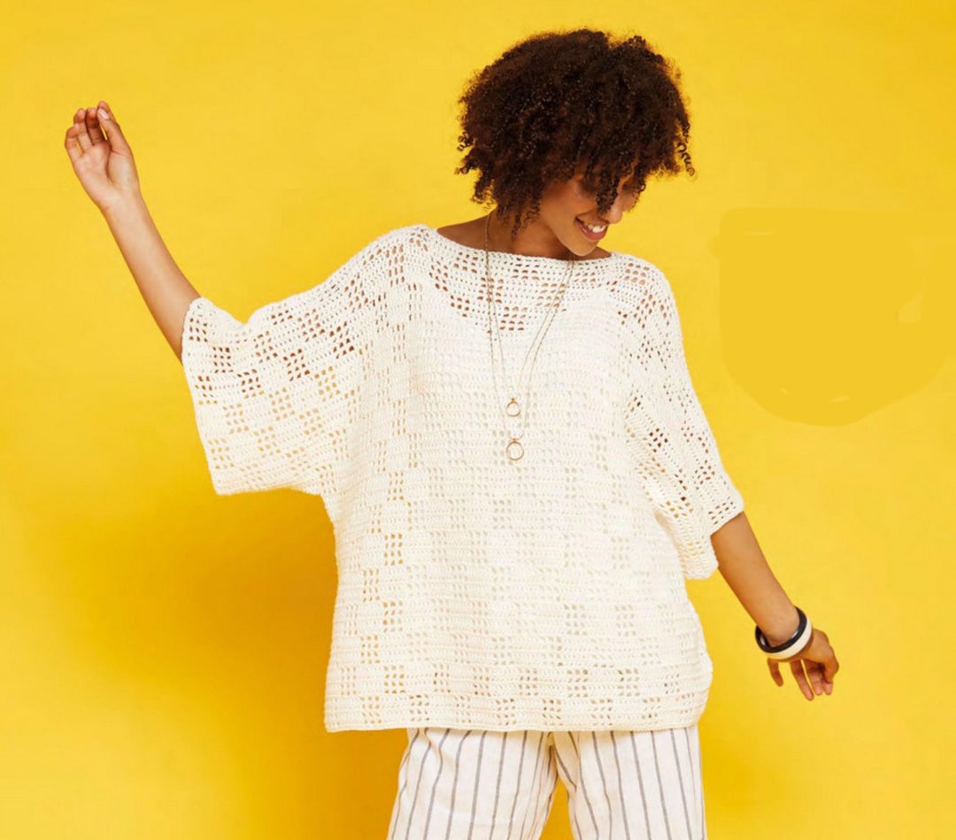 Woman's Crochet Boxy Summer Top Crochet Pattern Instant Download - 3/4 ...