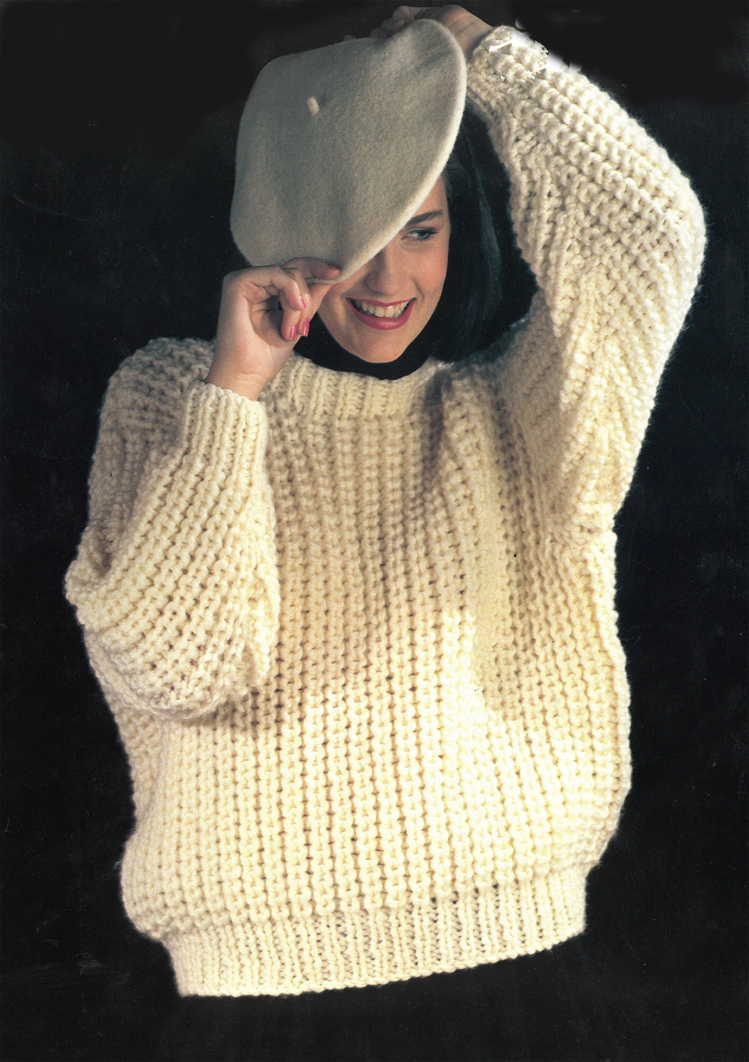 Womans Super Chunky Ribbed Sweater Knitting Pattern Super - Etsy