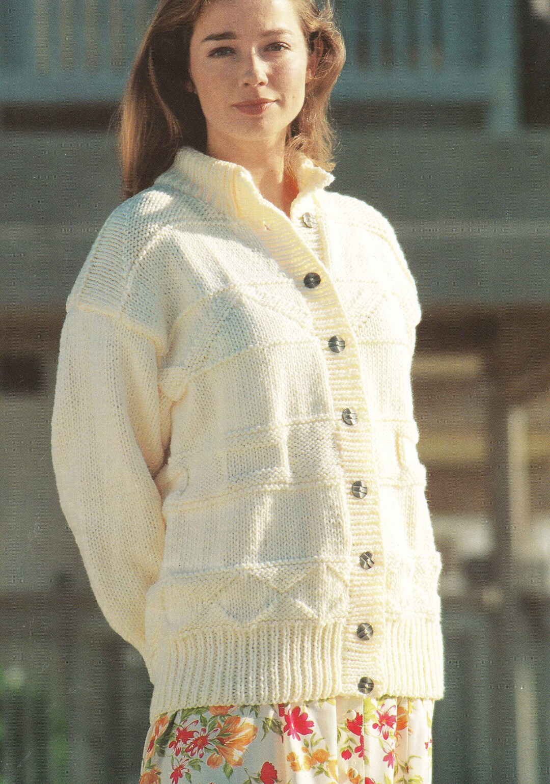 Woman's Very Easy Knit Cardigan Drop Sleeves Round Neck- Chunky Bulky ...