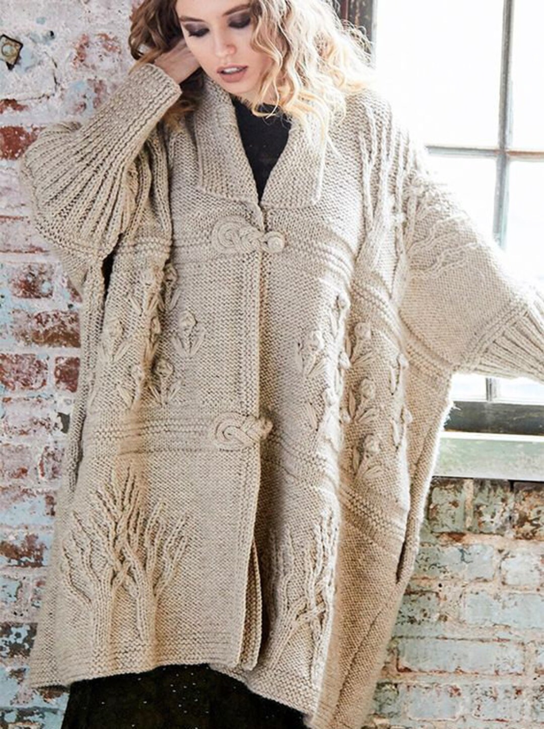 Woman Ladies Tree of Life Big Jacket-coat Knitting Pattern One Size 62 Finished Aran / Medium ...